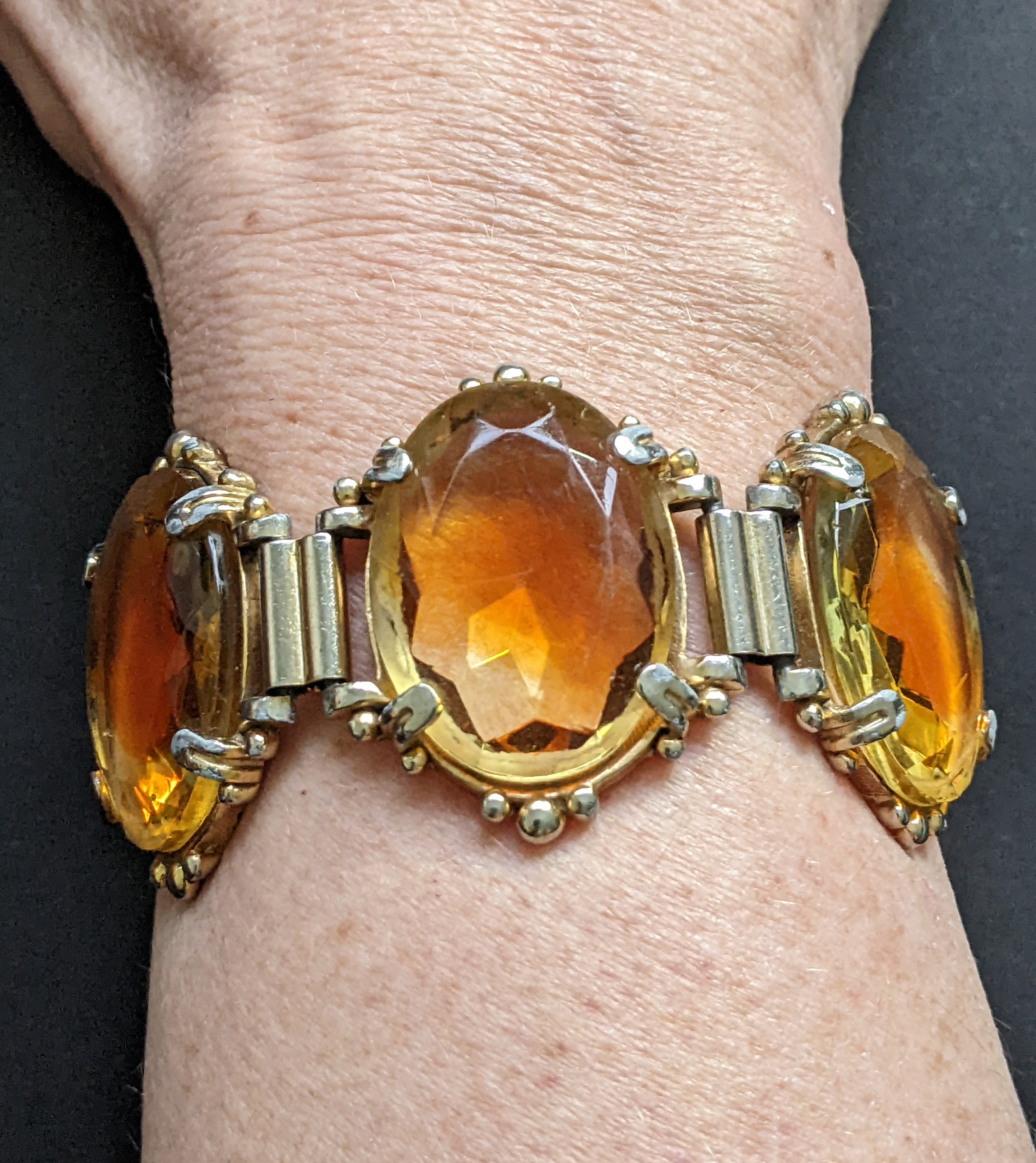 Vintage Bi-colour Bi-tonal Topaz / Citrine and Jonquil Glass Crystal ...