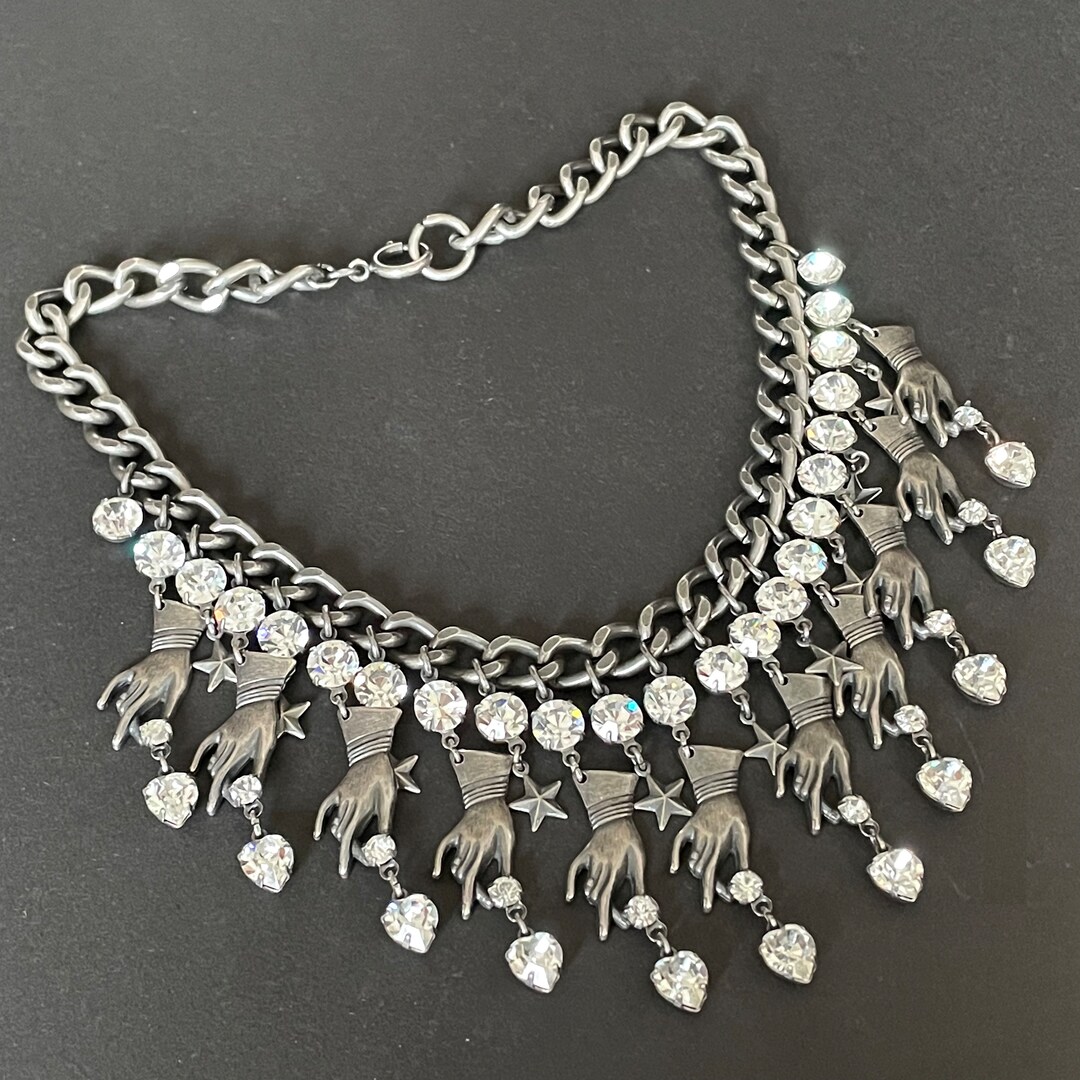 Vintage Early Askew London Hand, Heart and Star Heavy Fringe Necklace ...