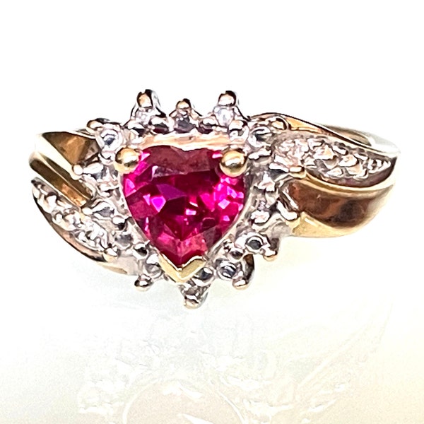 Heart Shaped Ruby Ring With Diamonds - Etsy