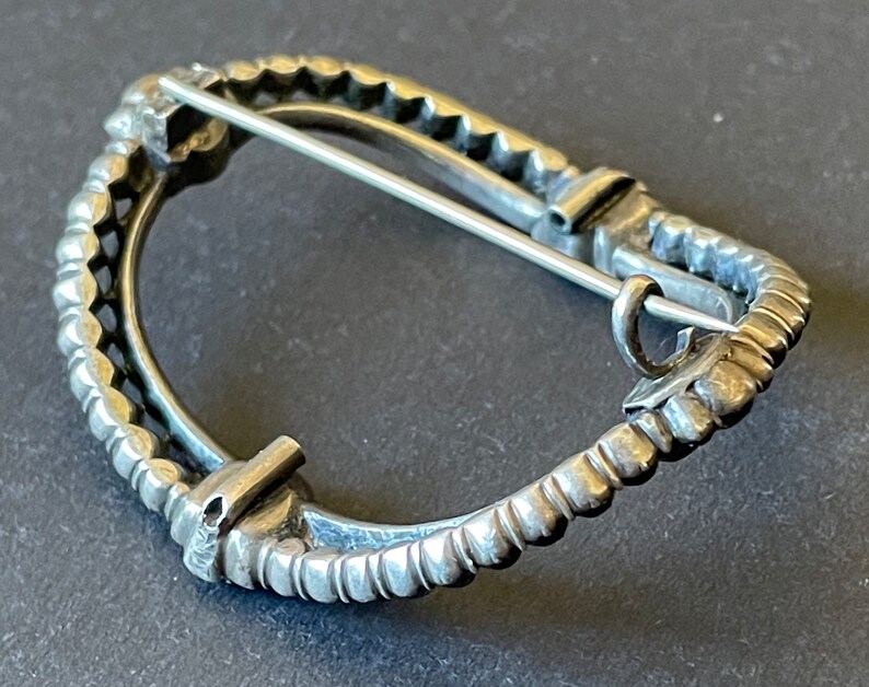 Large Antique Georgian Sterling Silver, Black Dot Clear Paste ...