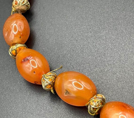 Antique Carnelian large bead necklace - from Tibet, N… - Gem