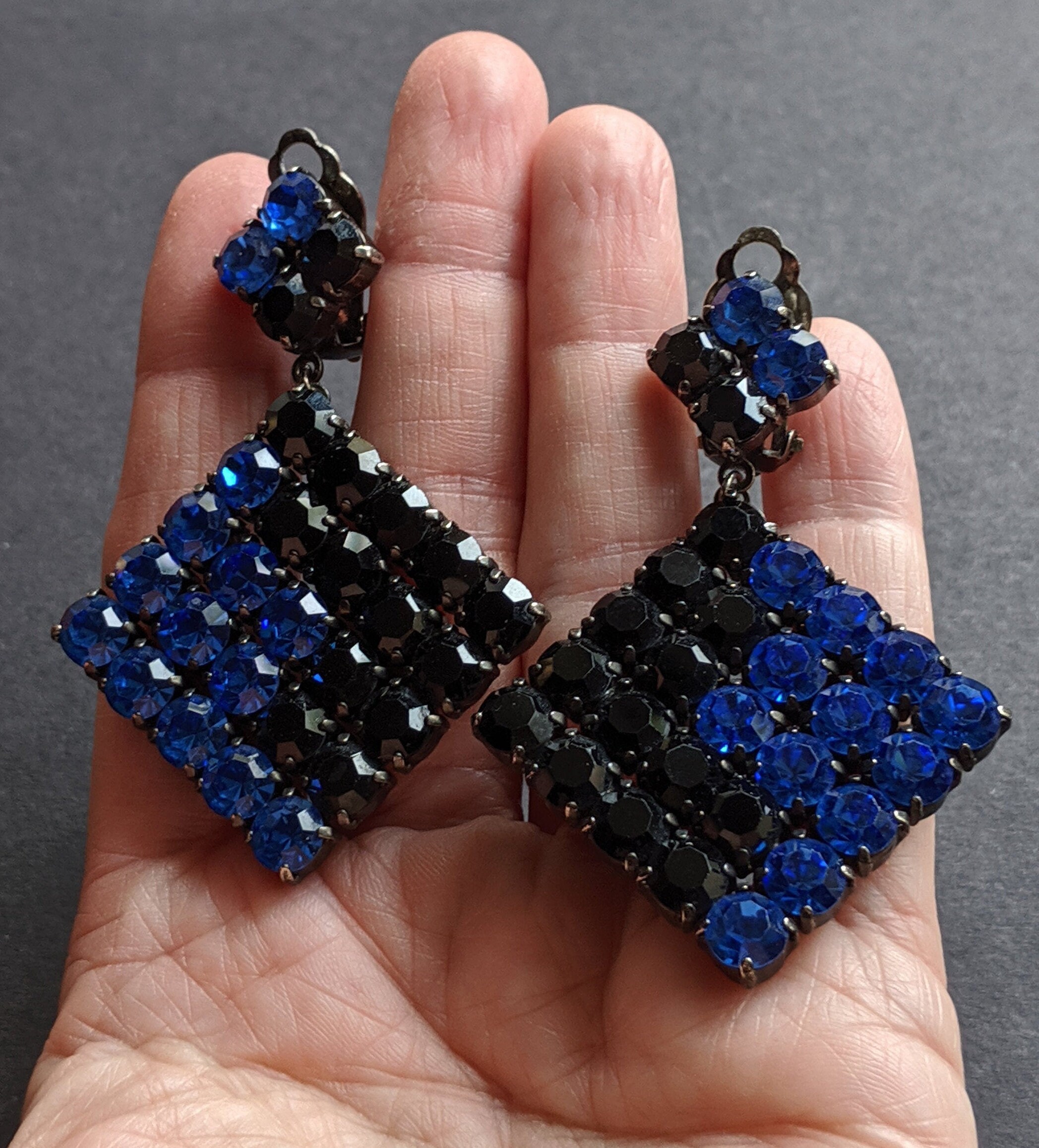 Vintage huge Butler and Wilson 1980s signed B&W electric blue | Etsy