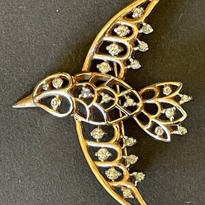 Rare Large Vintage Sterling Silver Gilt Bird Brooch Produced by Trifari ...