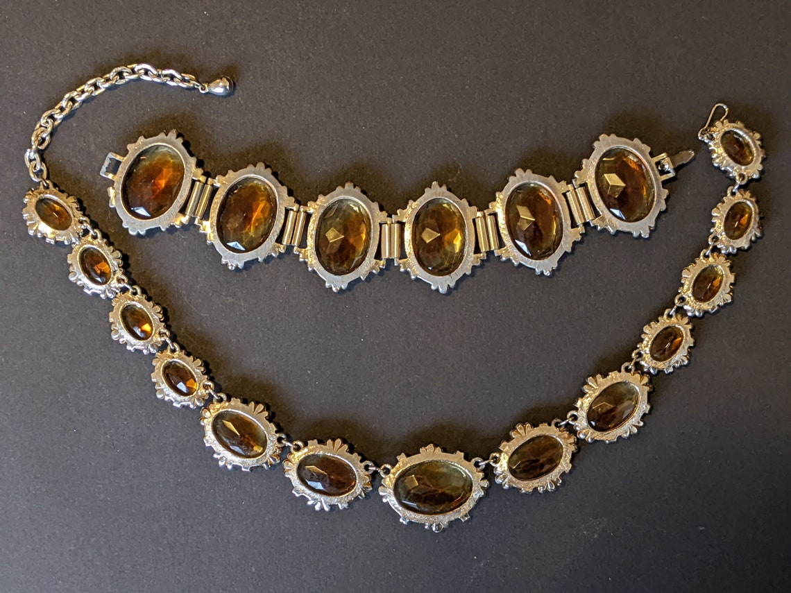 Vintage Bi-colour Bi-tonal Topaz / Citrine and Jonquil Glass Crystal ...