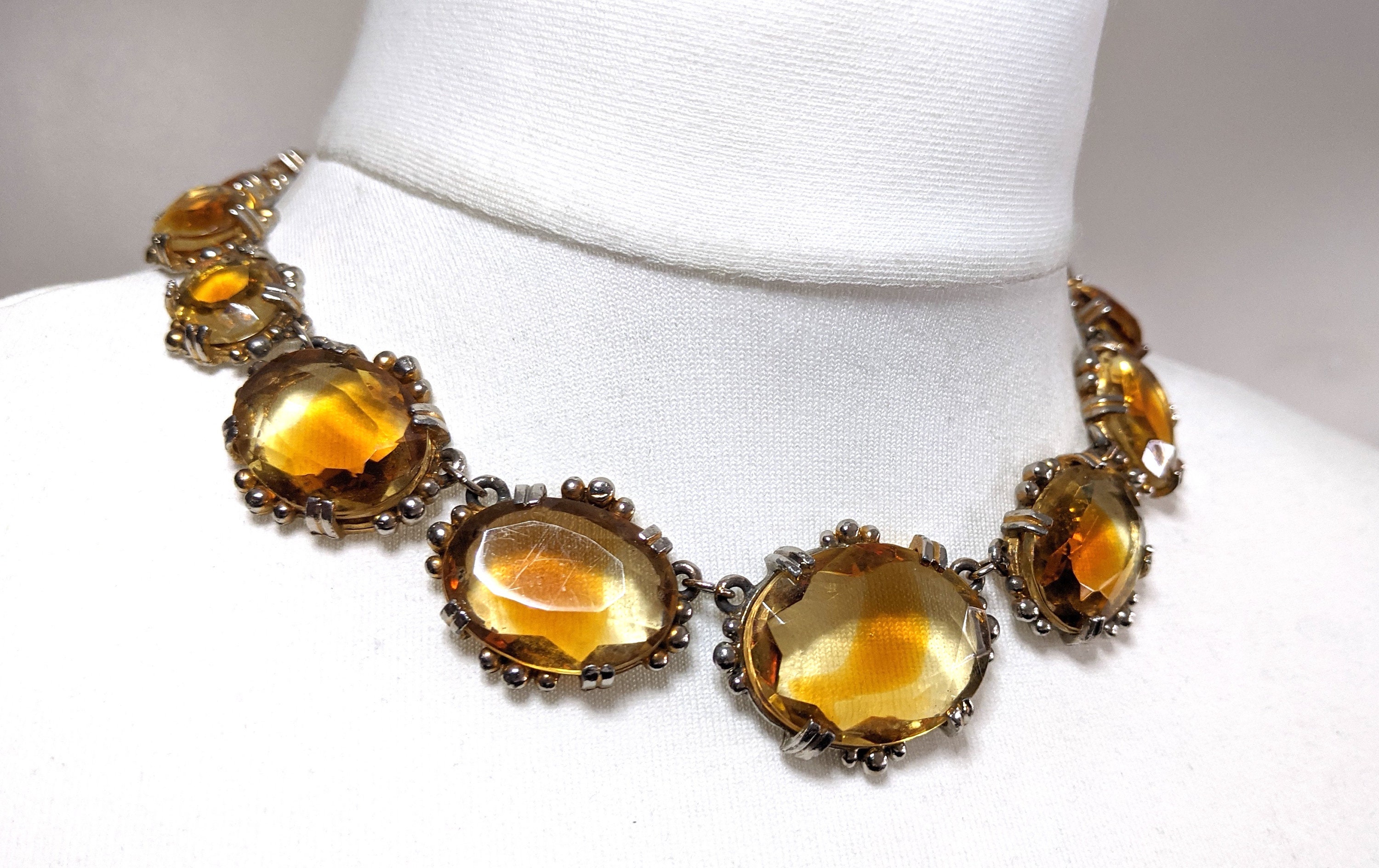 Vintage Bi-colour Bi-tonal Topaz / Citrine and Jonquil Glass Crystal ...