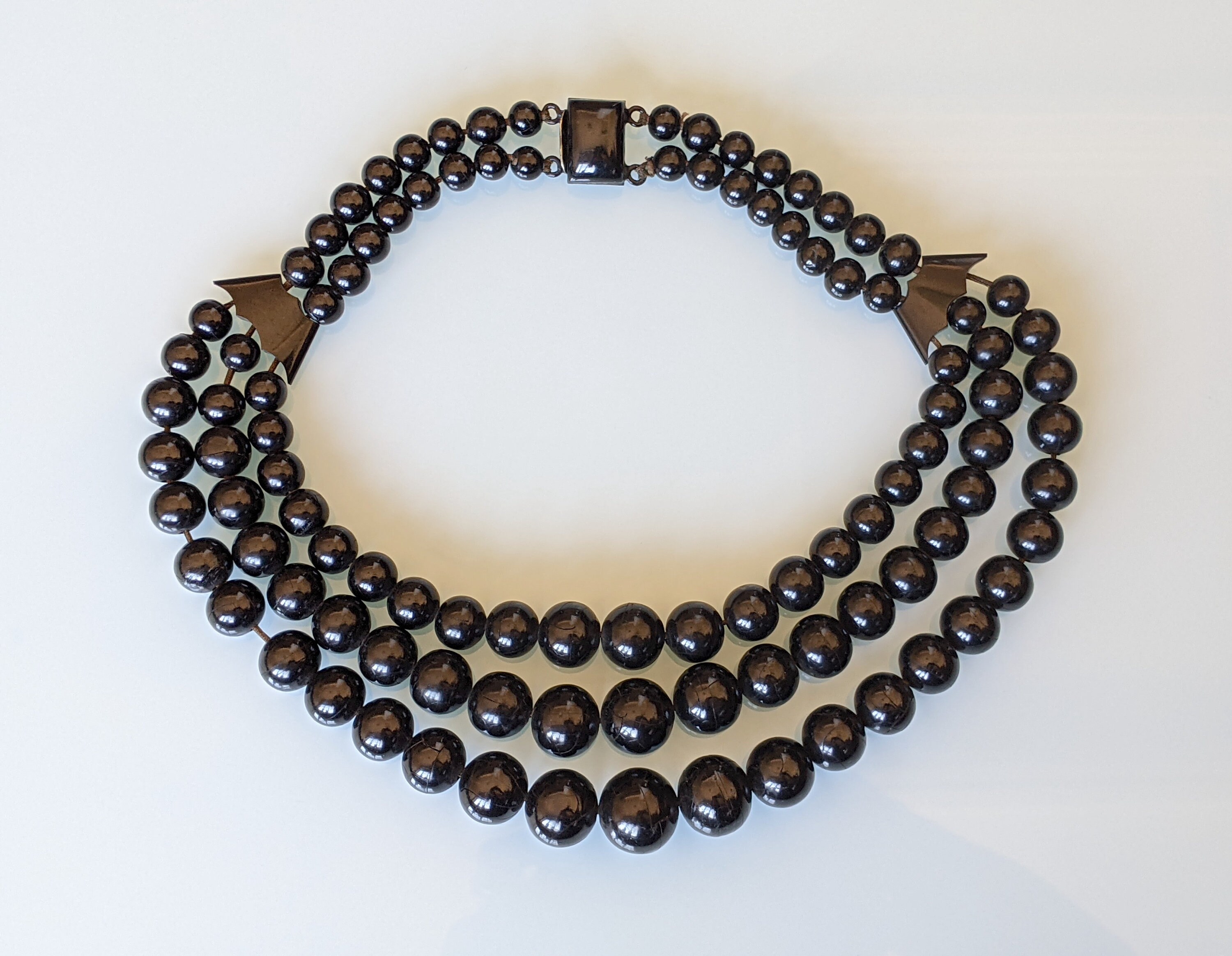 Huge Antique Victorian Whitby Jet Bead Triple Strand Mourning | Etsy