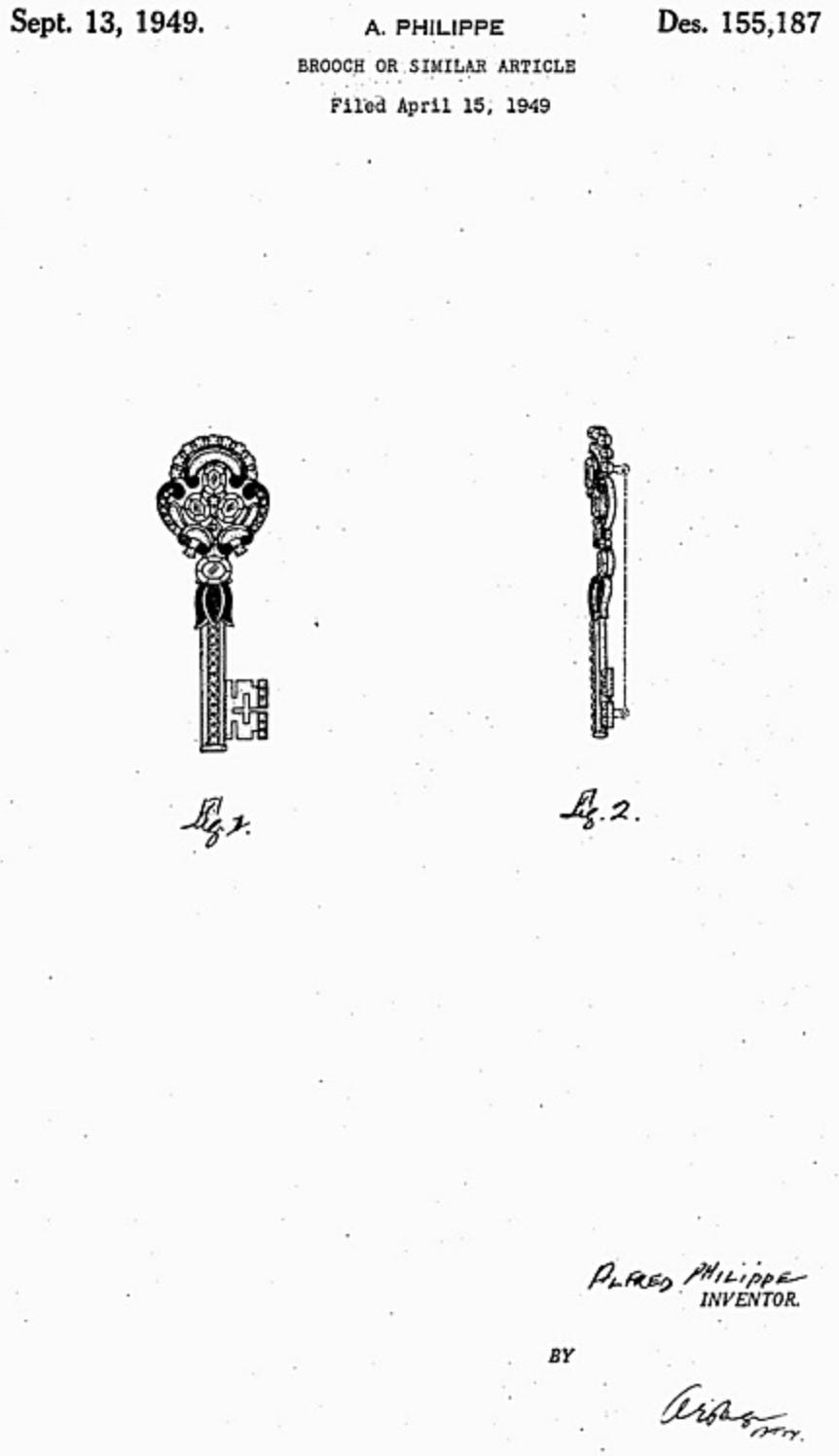 Rare Vintage Trifari Key Brooch (unsigned), 1949 Patent of an Alfred ...