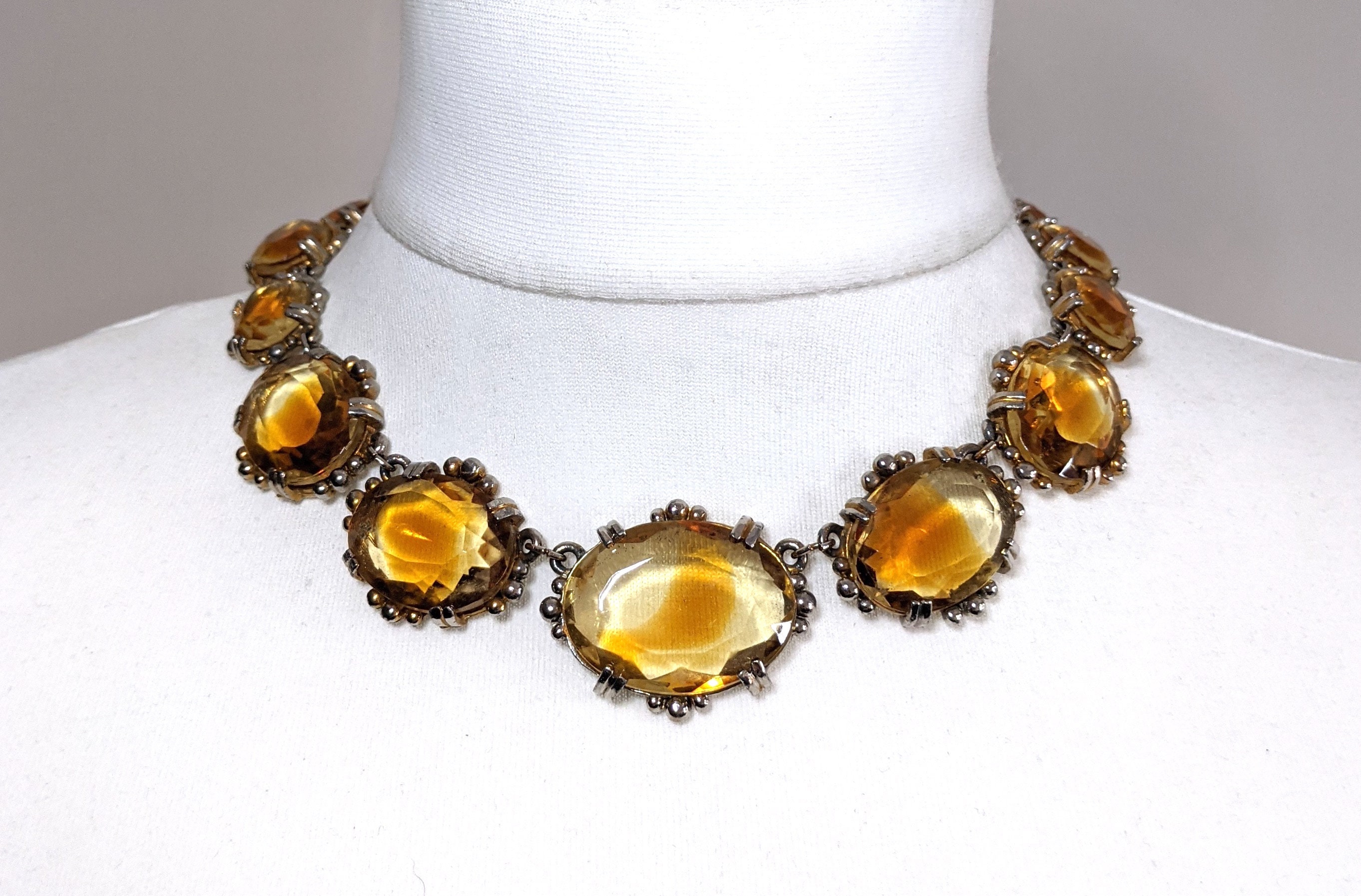 Vintage Bi-colour Bi-tonal Topaz / Citrine and Jonquil Glass Crystal ...