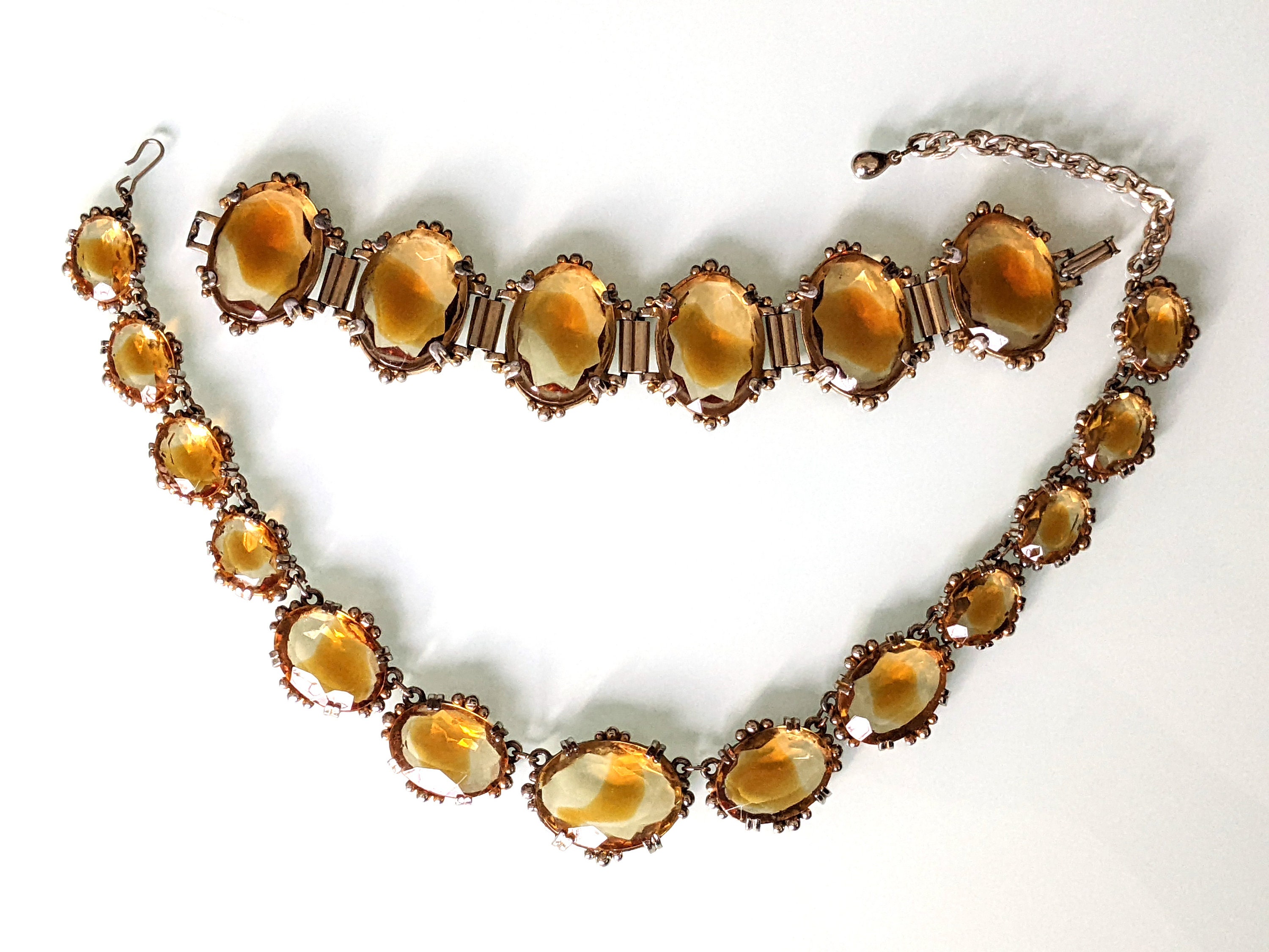 Vintage Bi-colour Bi-tonal Topaz / Citrine and Jonquil Glass Crystal ...