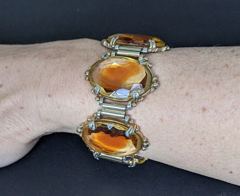 Vintage Bi-colour Bi-tonal Topaz / Citrine and Jonquil Glass Crystal ...