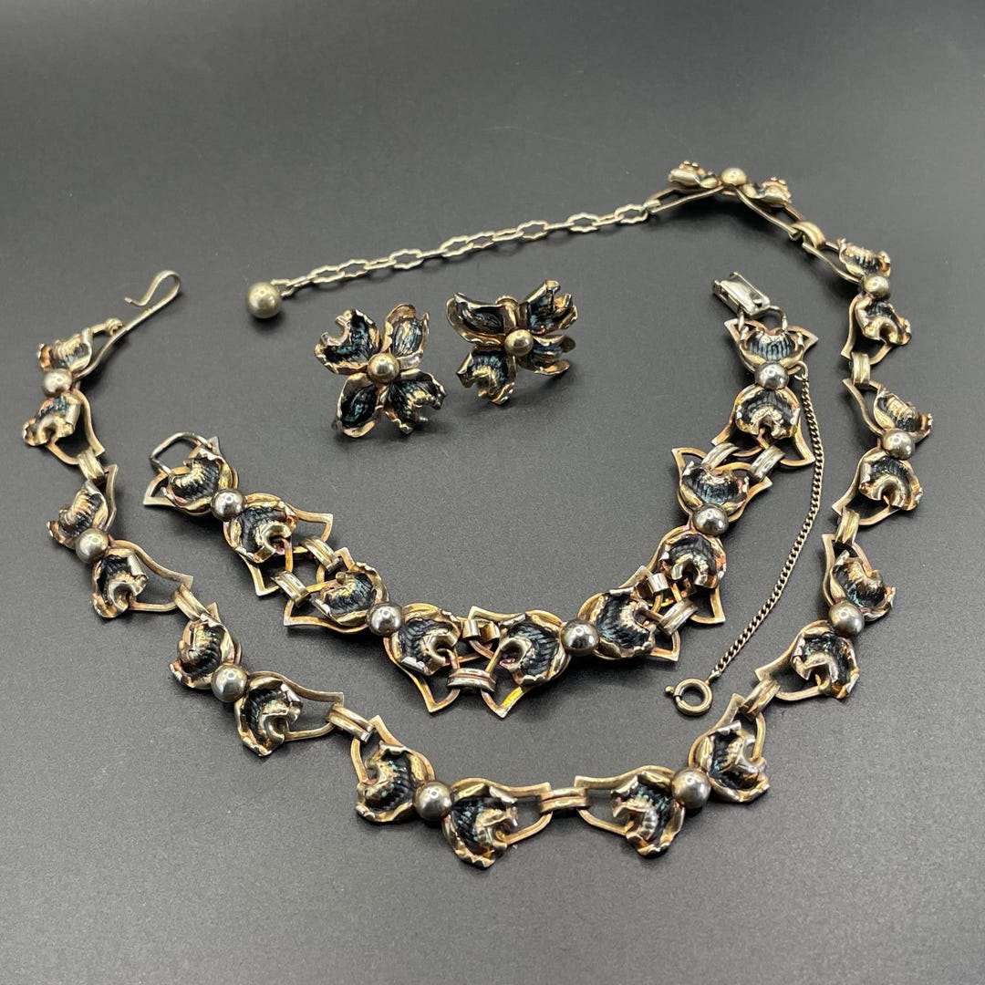Vintage Signed Bond Boyd Sterling Silver Gilt and Enamel Necklace ...