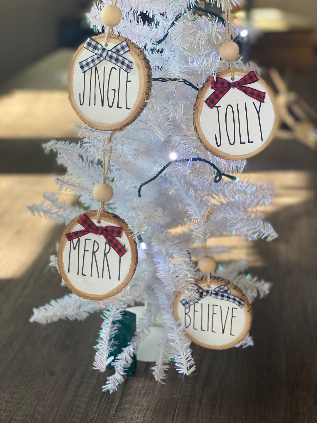 Rae Dunn Inspired Wood Farmhouse Style Christmas Ornament Set - Etsy