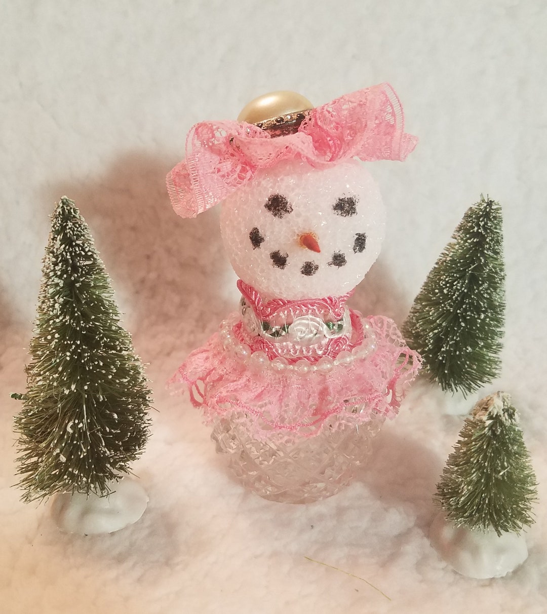 Snowman, Snow Lady, Pink Snow Lady, Vintage Lace, Vintage Jewelry - Etsy