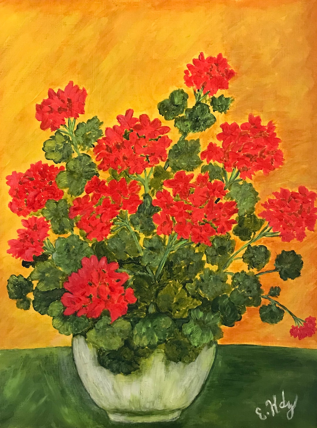 Original Geraniums 9 X 12 - Etsy