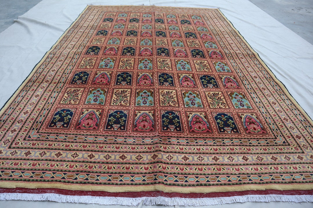 Hand Knotted Wool Afghan Rug, Turkmen Chahar Fasal Design, 6.9x9.10 Ft ...