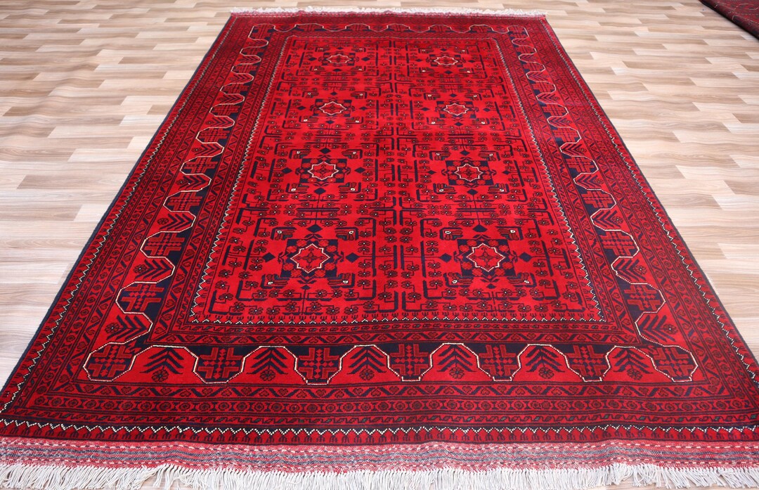 8x6 Afghan Bukhara Rug, Afghan Handmade Soft Wool Rug, Bokhara Rug ...
