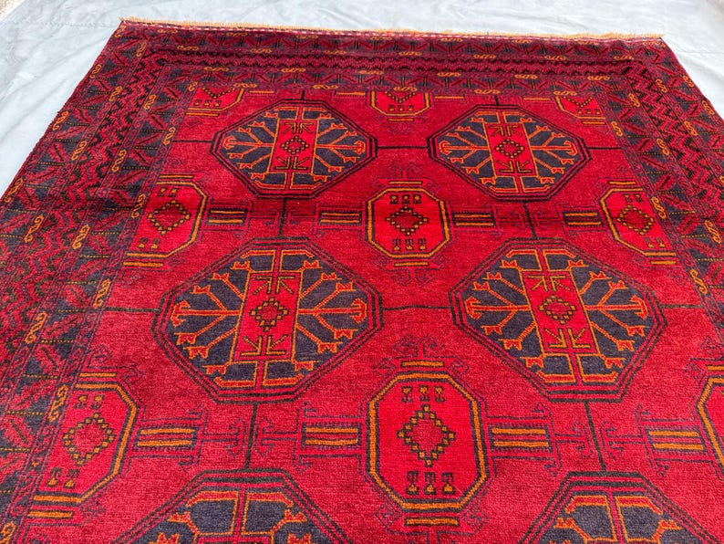10x5 Ft Deep Red Afghan Baluchi Wool Rug, Traditional Handmade Wool ...