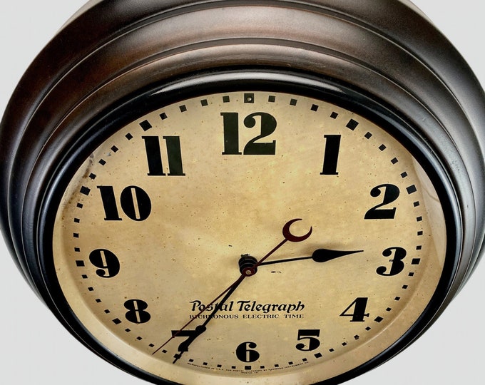 Hammond Wall Clock Large Deco Industrial Postal Telegraph Bichronous ...
