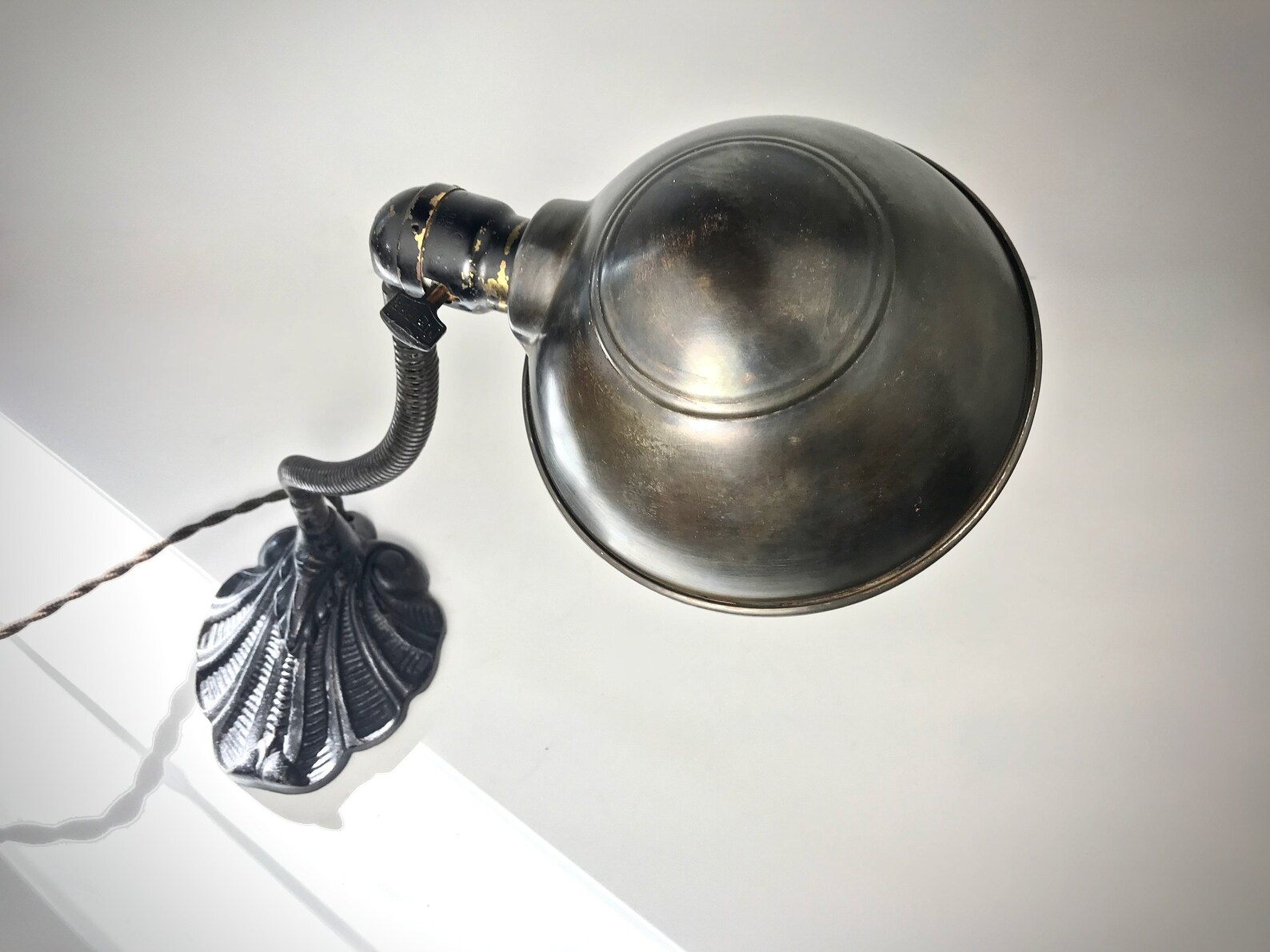 Art Nouveau Lamp R.B. Co Lotus Gooseneck Adjustable Bronzed Table Light ...