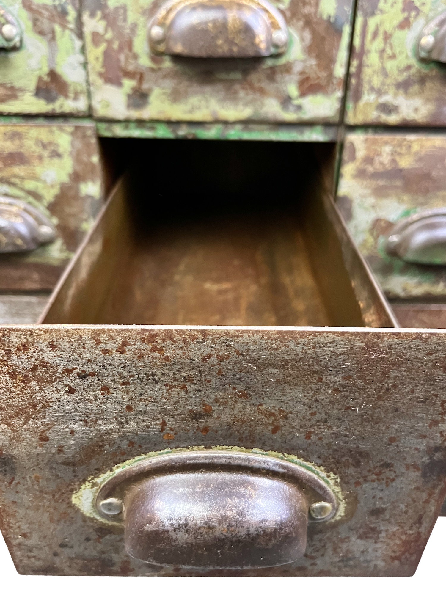 Steel Bank Apothecary 24 Drawer Vault Cabinet Brass Pulls Heavy Gauge ...