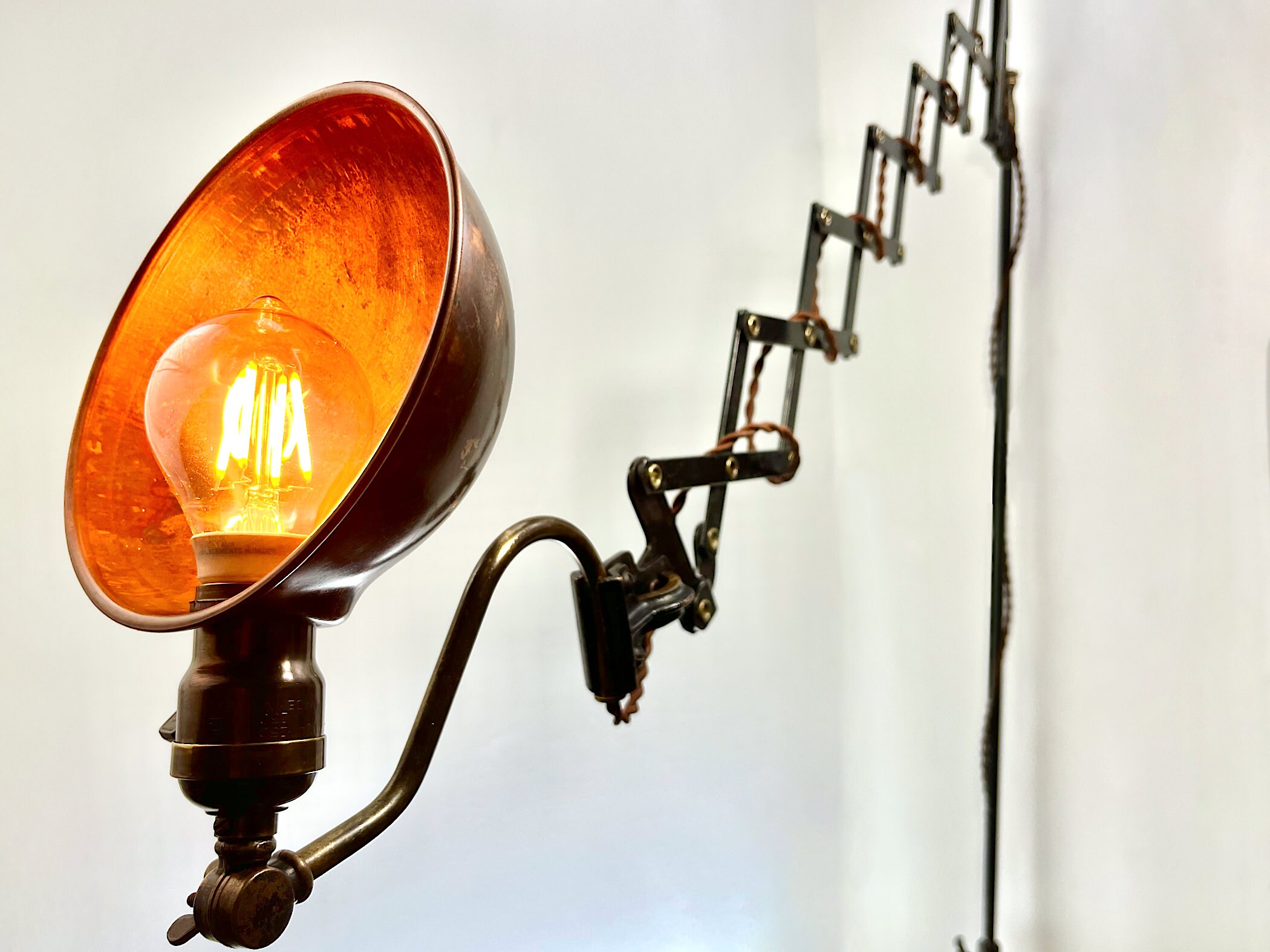 Copper Drop Spring Scissor Clamp Light Vintage Industrial Handcrafted ...