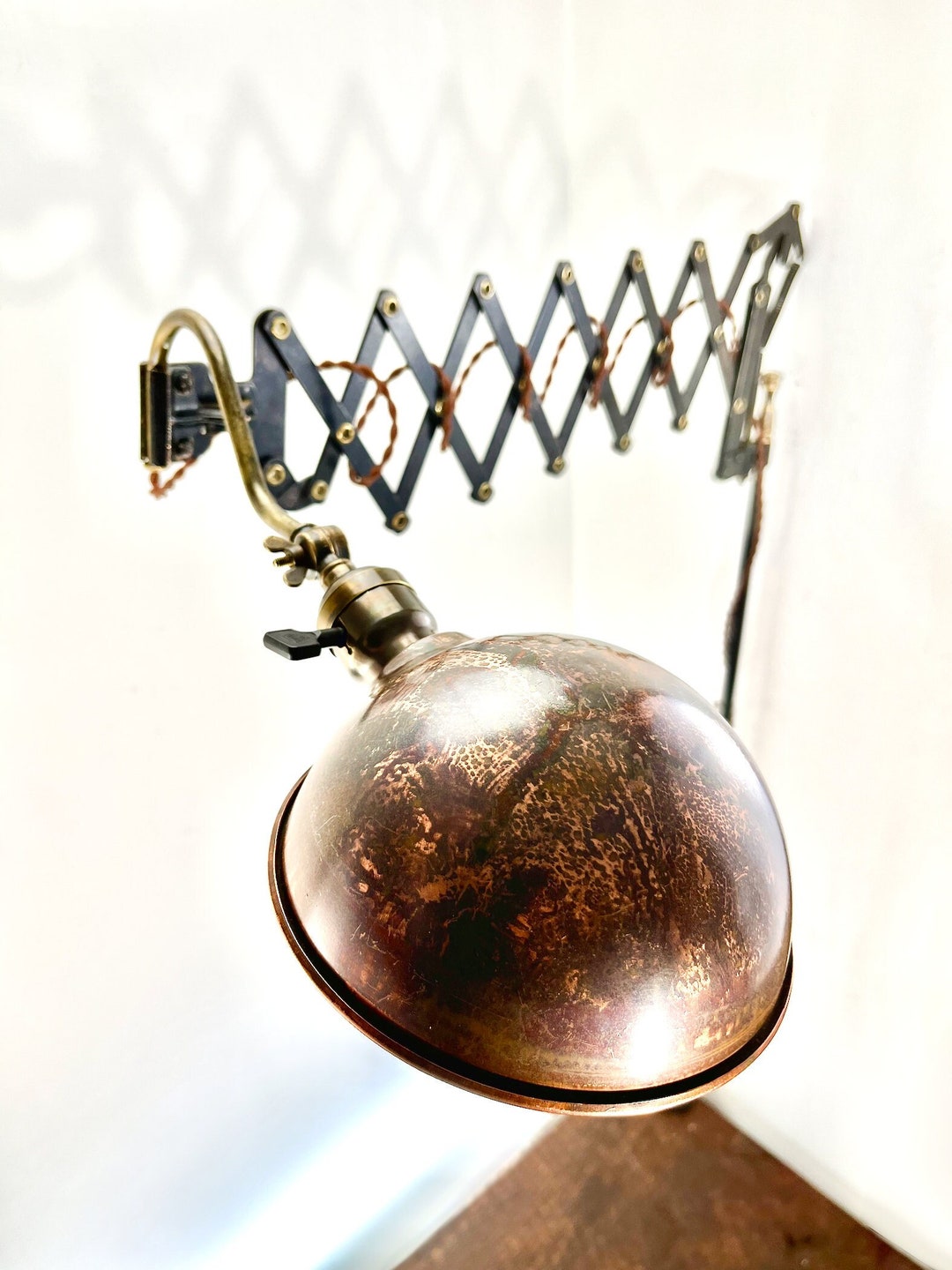 Copper Drop Spring Scissor Clamp Light Vintage Industrial Handcrafted ...