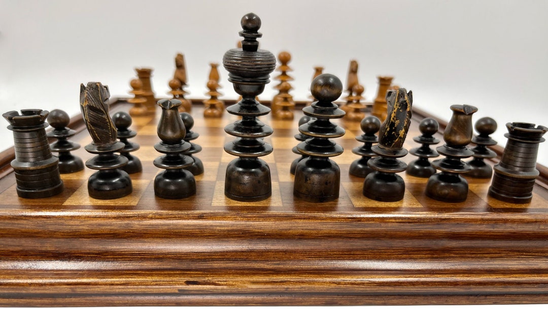 St George Chess Relic Hand Turned Antique English Tournament Set 32 ...