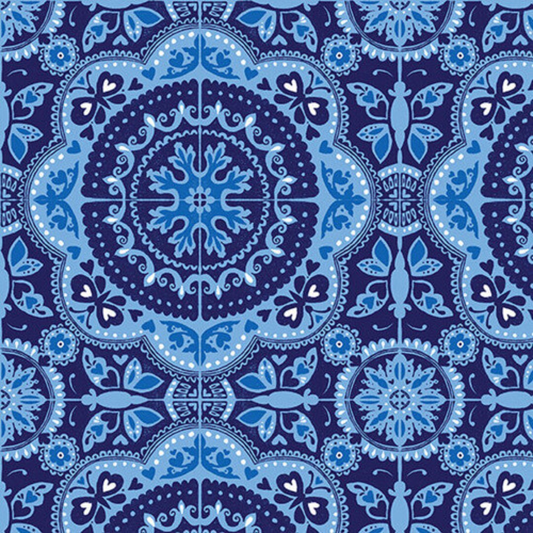 Blue Dreams Foulard Motif in Circles - Etsy