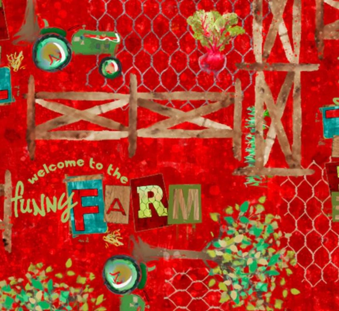 Welcome to the Funny Farm Words on Red - Etsy