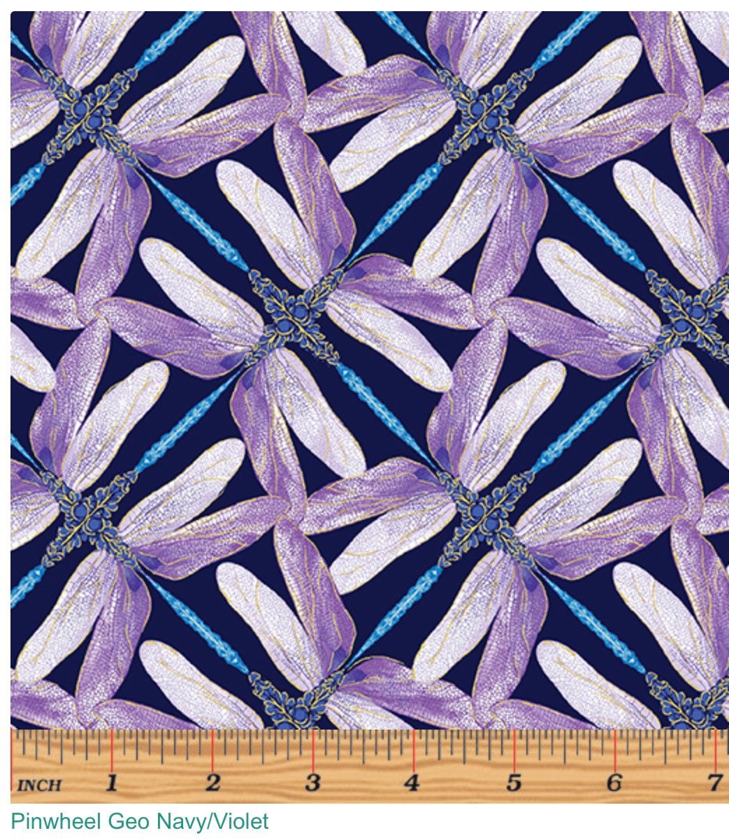 Dragonfly Dance - Pinwheel Geo Navy and Violet - Etsy