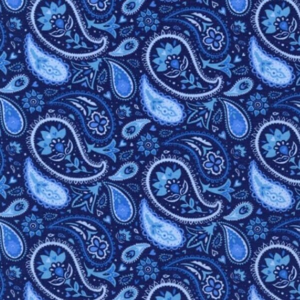 Navy Blue Paisley Fabric - Etsy