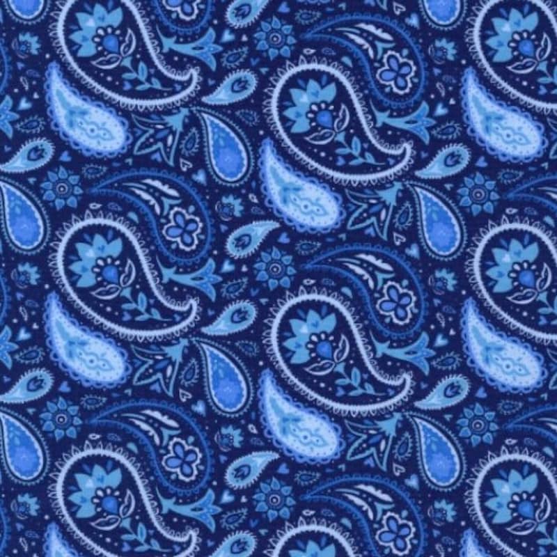 Navy Blue Paisley Fabric - Etsy