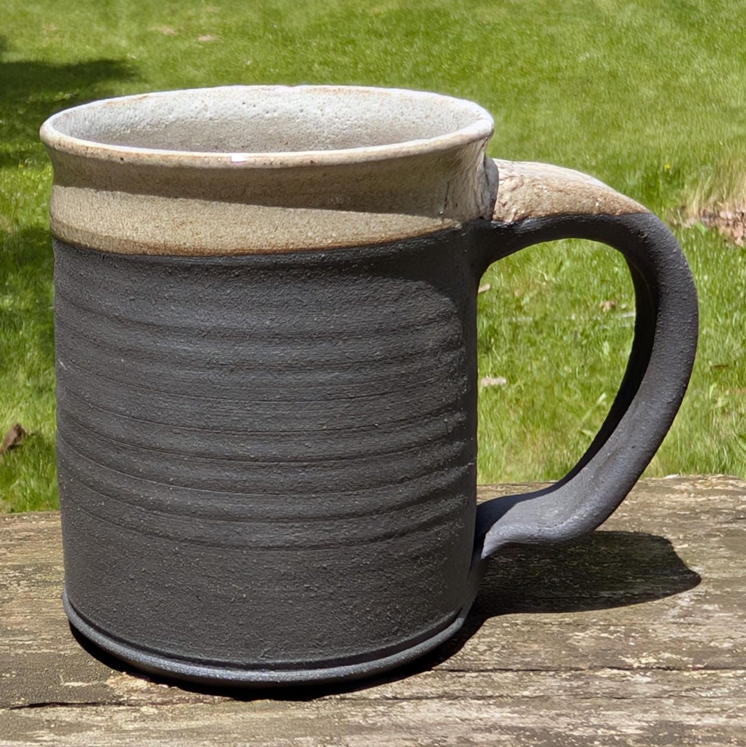 STONEWARE MUG - Natural Black Clay & White Art Glaze - Handmade by TC ...