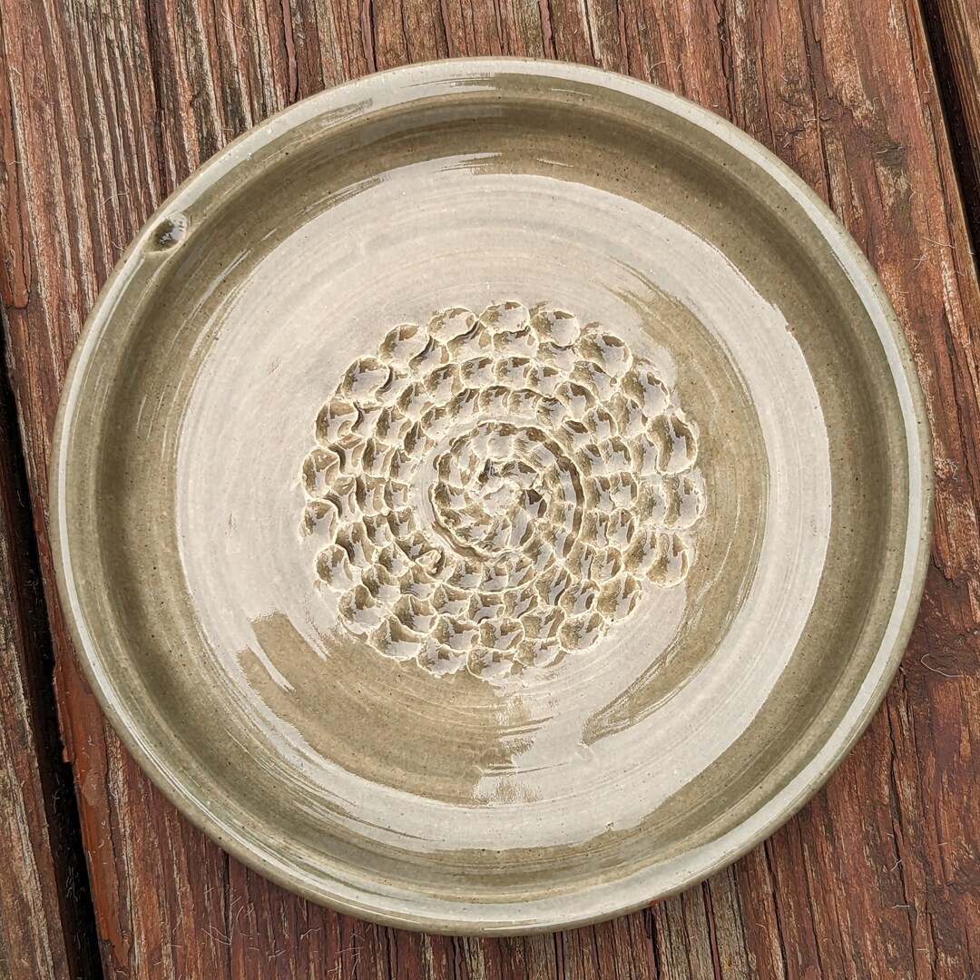 GARLIC GRATER Dish by TC Pottery Studio Smoky Celedon Art - Etsy