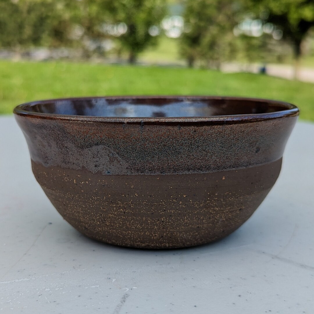 STONEWARE BOWL by TC Pottery Studio - Brown Clay W/ Beetlejuice Art ...