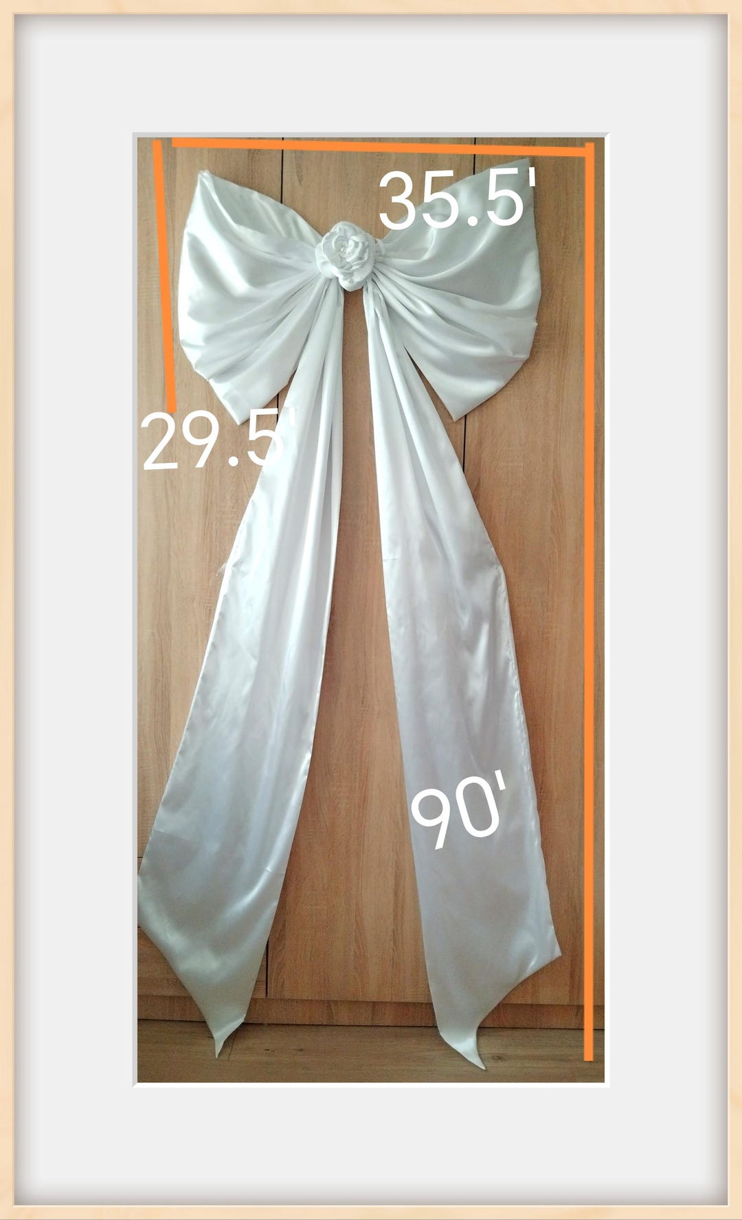 White Bow With Rose Large Satin Wall Bow in White Bow for Events Rooms ...