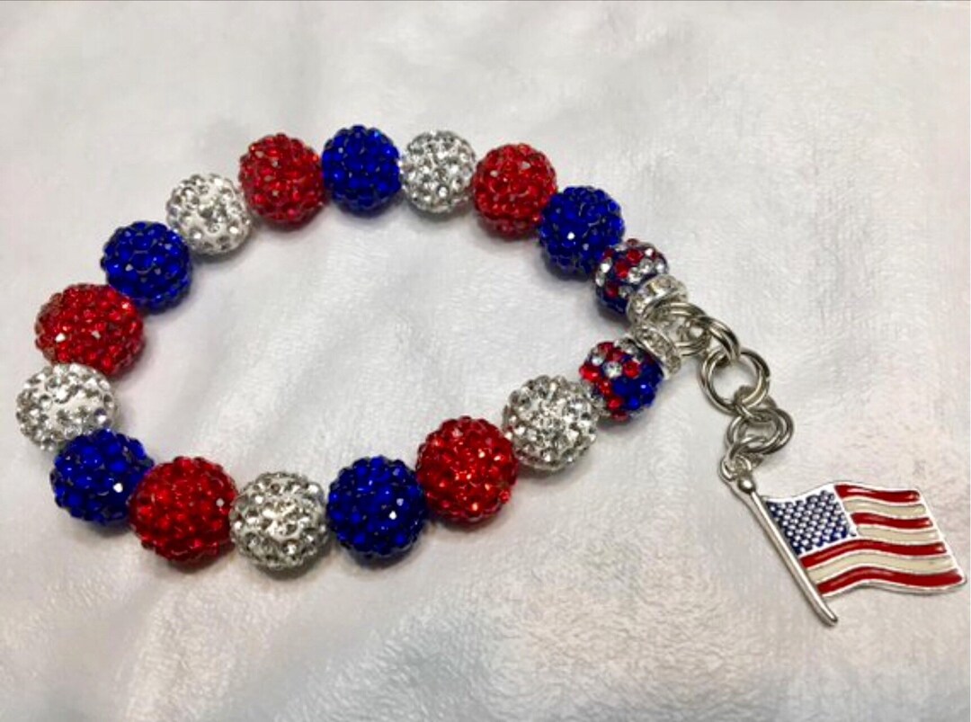 12mm Red White & Blue Flag Bracelet - Etsy
