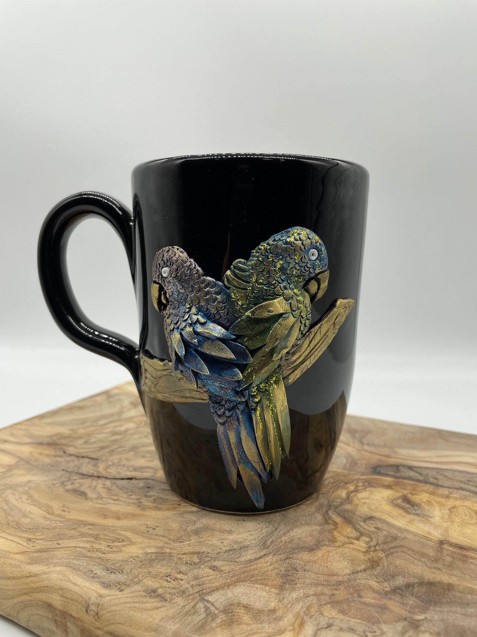Handmade Bird Mug: Fimo Clay Pottery Cup, Peacock Design - Etsy
