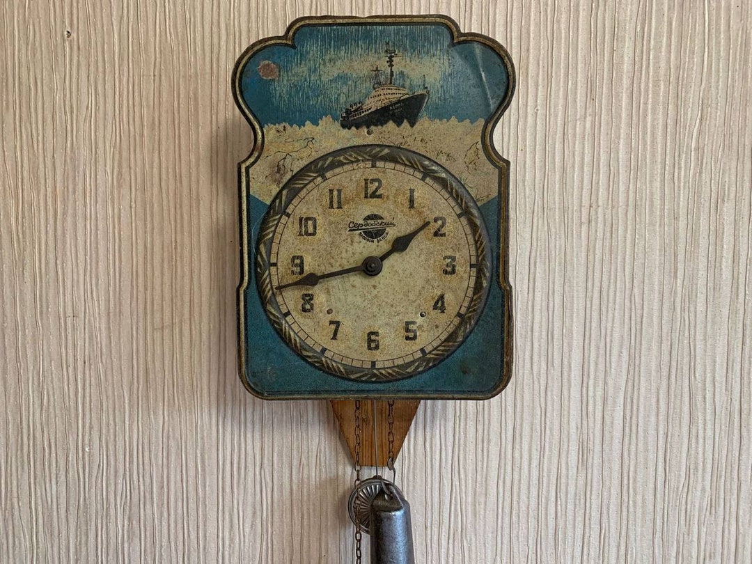 Soviet Vintage Clock, USSR Clock, Soviet Clock, Wall Clock, Mechanical ...