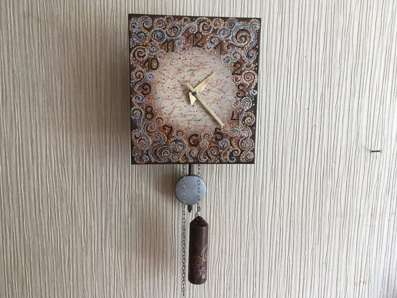 Vintage Soviet Wall Clock With Author's Painting | Etsy