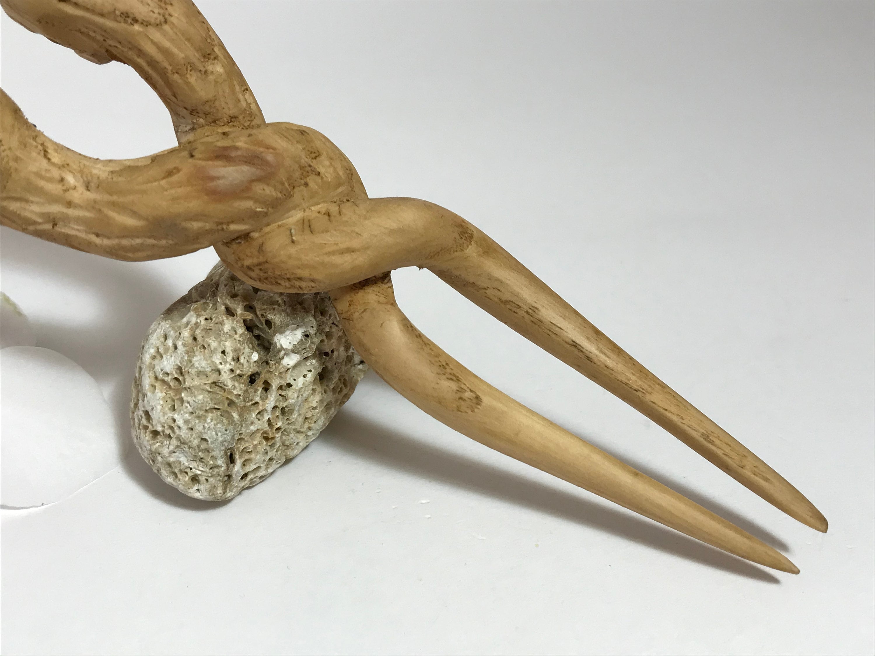 Hand Carved Wooden Hair Fork Two Snakes Two prong | Etsy