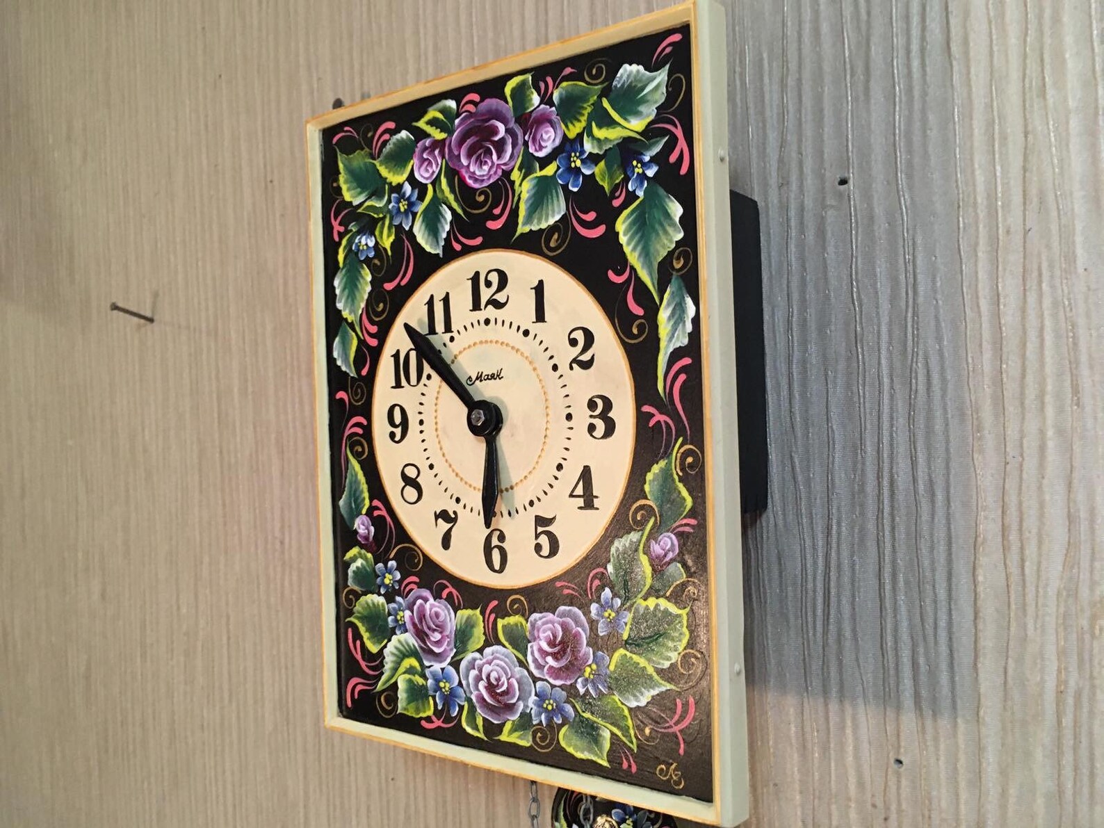 Soviet Vintage Clock, USSR Clock, Hand Painted Clock, Vintage Wall ...