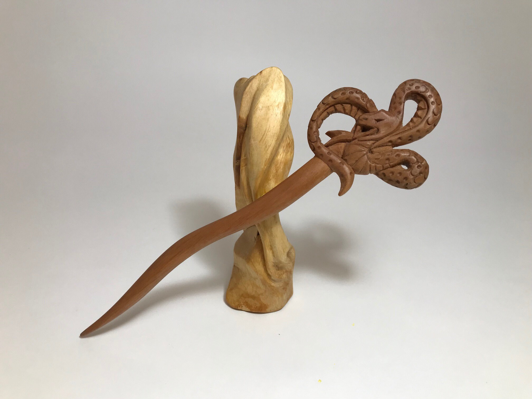 Hand Carved Wooden Hair Stick snake Wooden Hair | Etsy