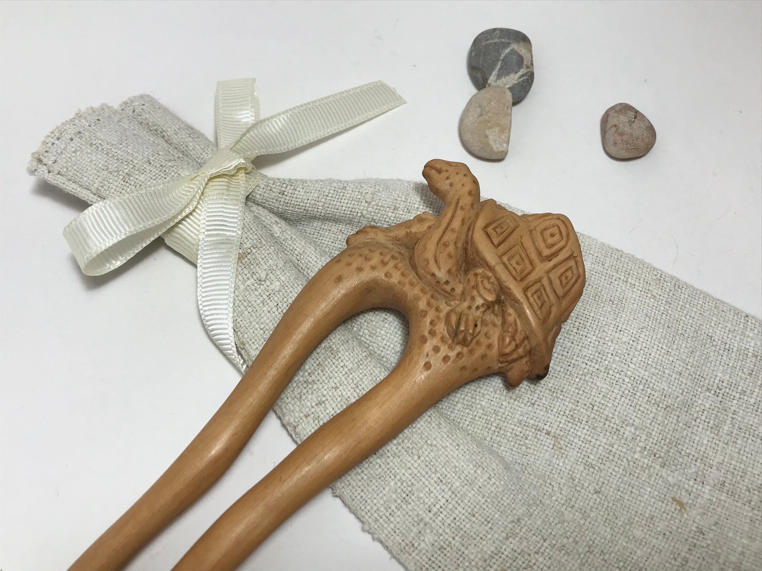 Hand Carved Wooden Hair Fork Turtle wooden hair | Etsy