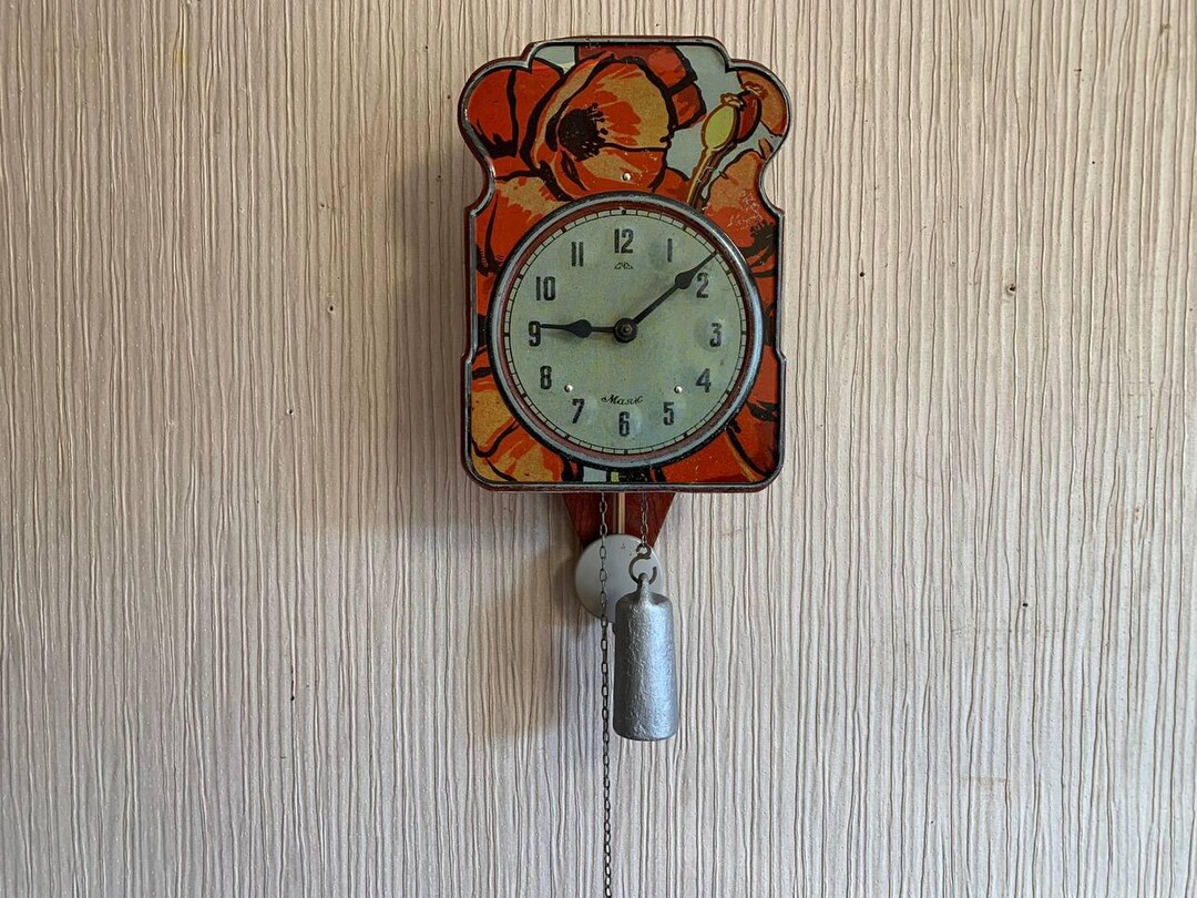 Rare Vintage Soviet Wall Clock "poppies", USSR Clock, Soviet Clock ...