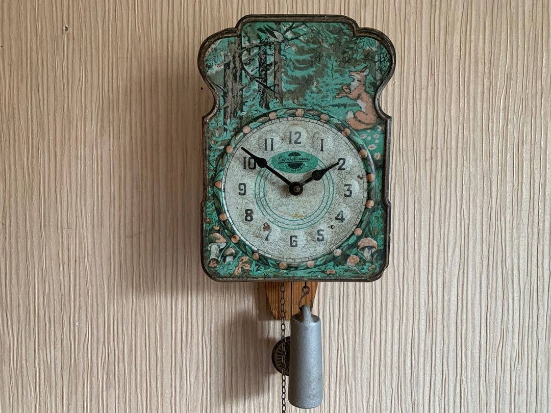 Rare Vintage Soviet Wall Clock crow and Fox, USSR Clock, Soviet Clock ...