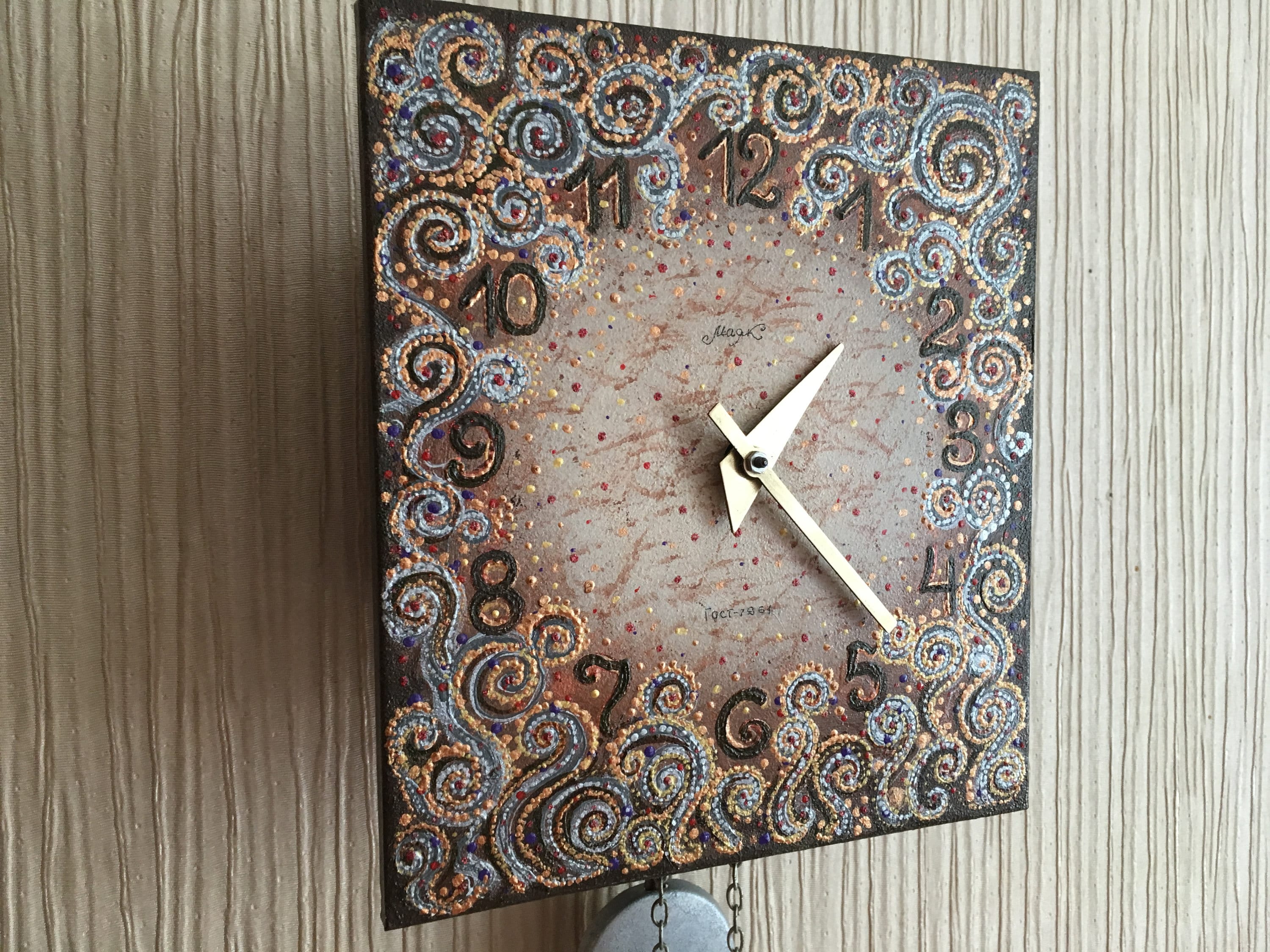 Vintage Soviet Wall Clock With Author's Painting | Etsy