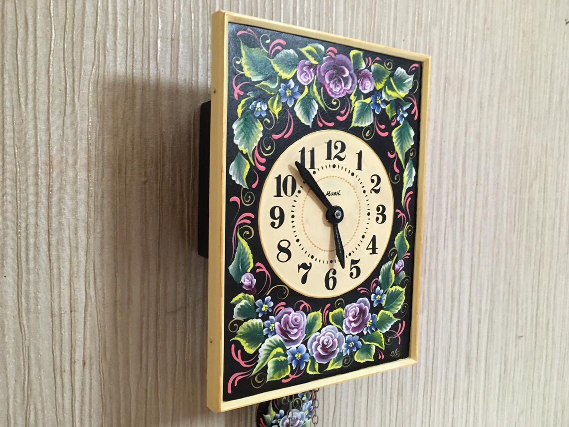 Soviet Vintage Clock, USSR Clock, Hand Painted Clock, Vintage Wall ...