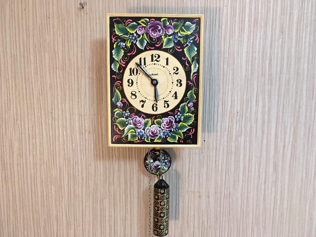 Soviet Vintage Clock, USSR Clock, Hand Painted Clock, Vintage Wall ...