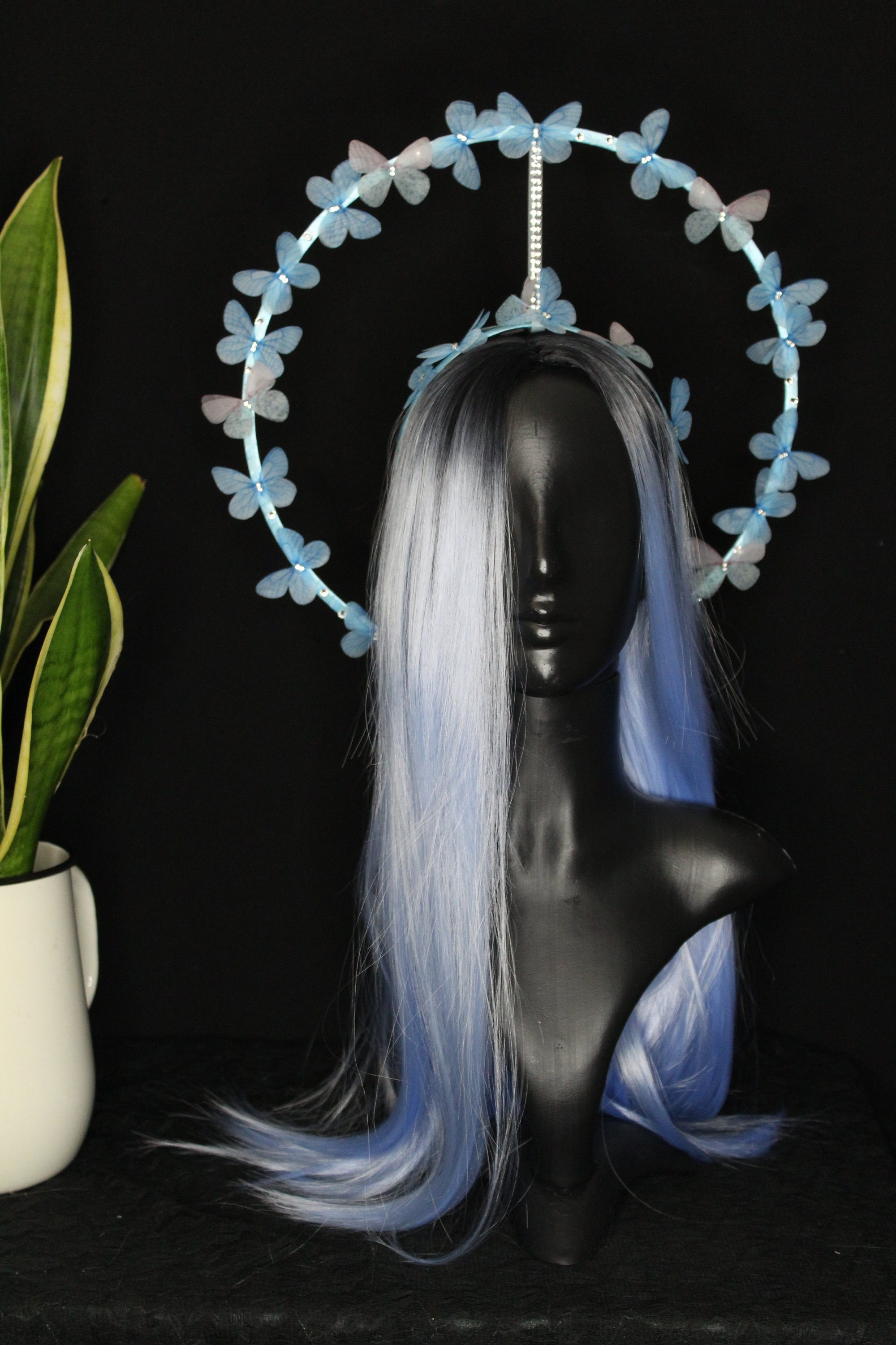 Blue Butterfly Headband Fascinator Crown, Lolita Crown, Music Festival ...